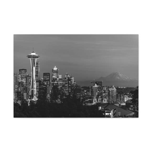 Express Your Love Gifts | Art | Seattle Black And White Skyline Canvas ...